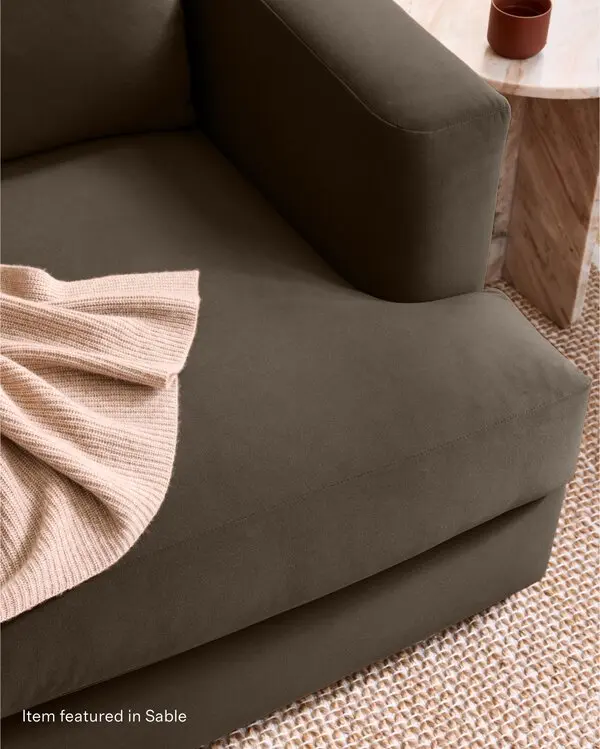 Quince Sierra Curved Arm Performance Velvet Sofa - Linen