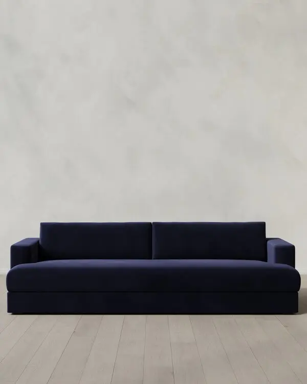 Quince Sierra Curved Arm Performance Velvet Sofa - Midnight