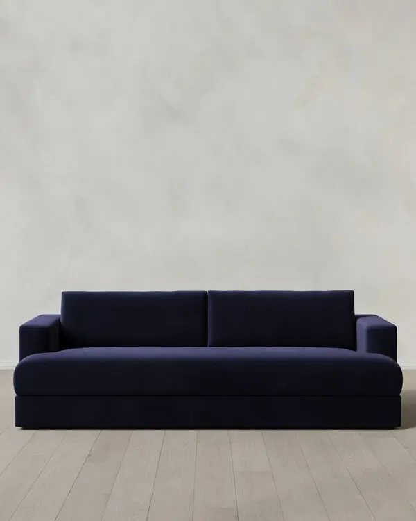 Quince Sierra Curved Arm Performance Velvet Sofa - Midnight