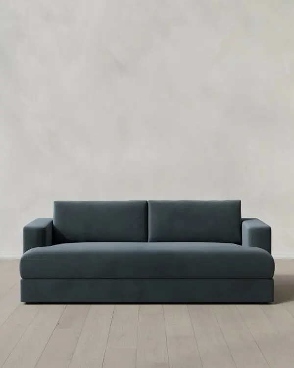 Quince Sierra Curved Arm Performance Velvet Sofa - Pine