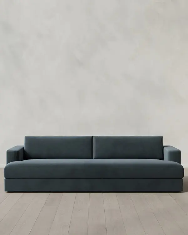 Quince Sierra Curved Arm Performance Velvet Sofa - Pine