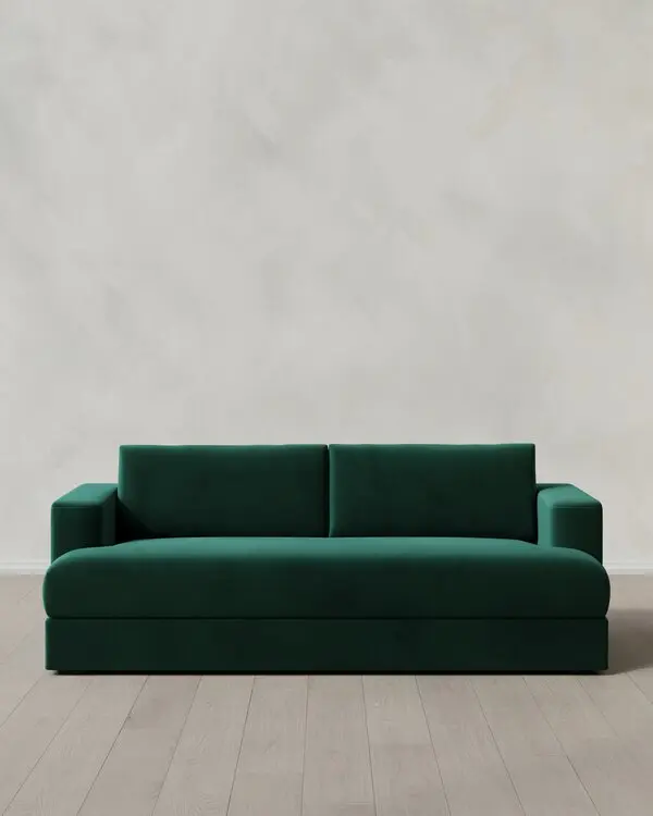 Quince Sierra Curved Arm Performance Velvet Sofa - Spruce