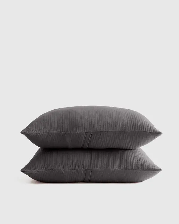 Quince Gauze Sham Set - Charcoal