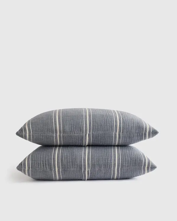 Quince Gauze Sham Set - Denim Stripe
