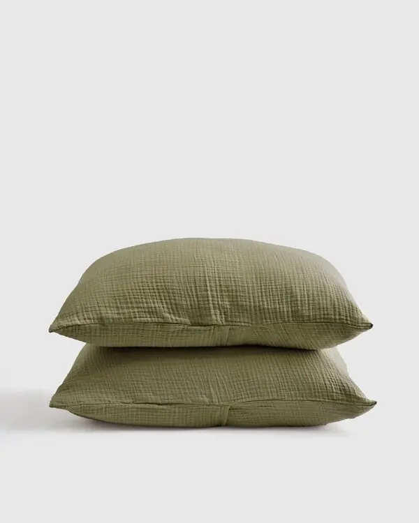 Quince Gauze Sham Set - Olive