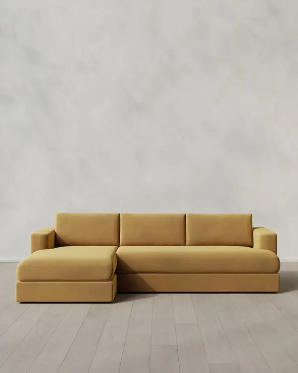 Quince Sierra Curved Arm Chaise Sectional - Caramel