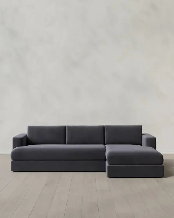 Quince Sierra Curved Arm Chaise Sectional - Gunmetal