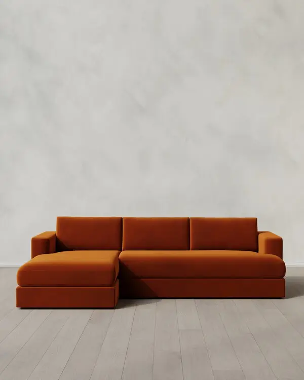 Quince Sierra Curved Arm Chaise Sectional - Rust