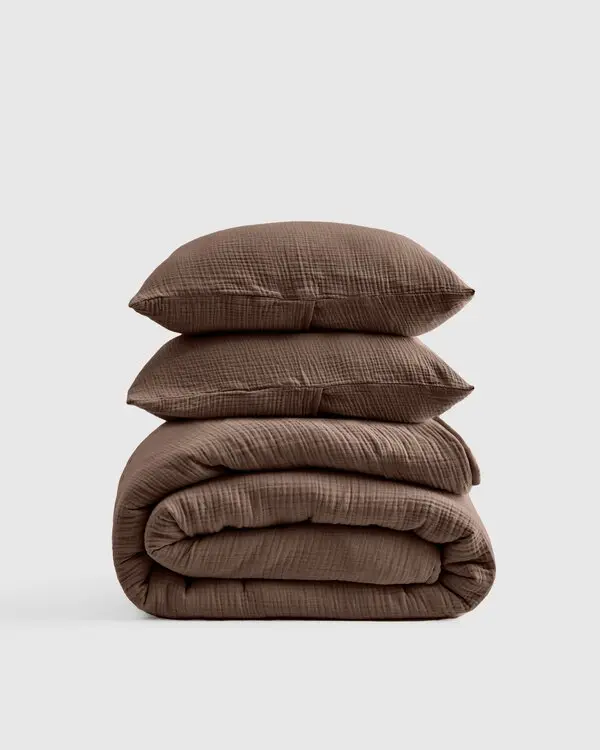Quince Gauze Dream Quilt Set - Chocolate