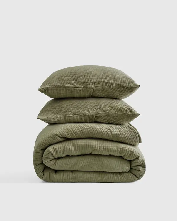 Quince Gauze Dream Quilt Set - Olive