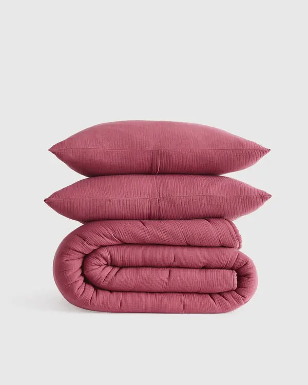 Quince Gauze Dream Quilt Set - Plum