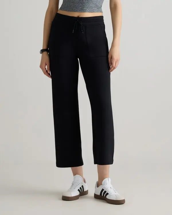 Quince High-rise Cropped Sweatpants - Black