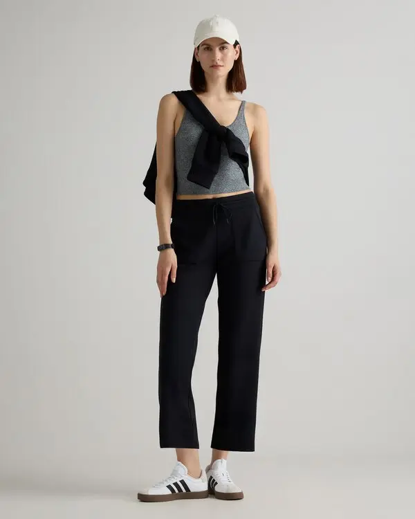 Quince High-rise Cropped Sweatpants - Black