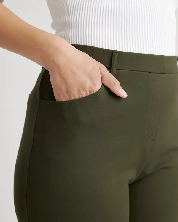 Quince Ultra-stretch Ponte Straight Leg 4-pocket Trousers - Olive