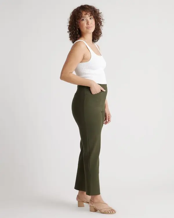 Quince Ultra-stretch Ponte Straight Leg 4-pocket Trousers - Olive