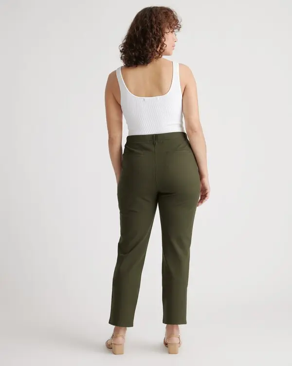 Quince Ultra-stretch Ponte Straight Leg 4-pocket Trousers - Olive