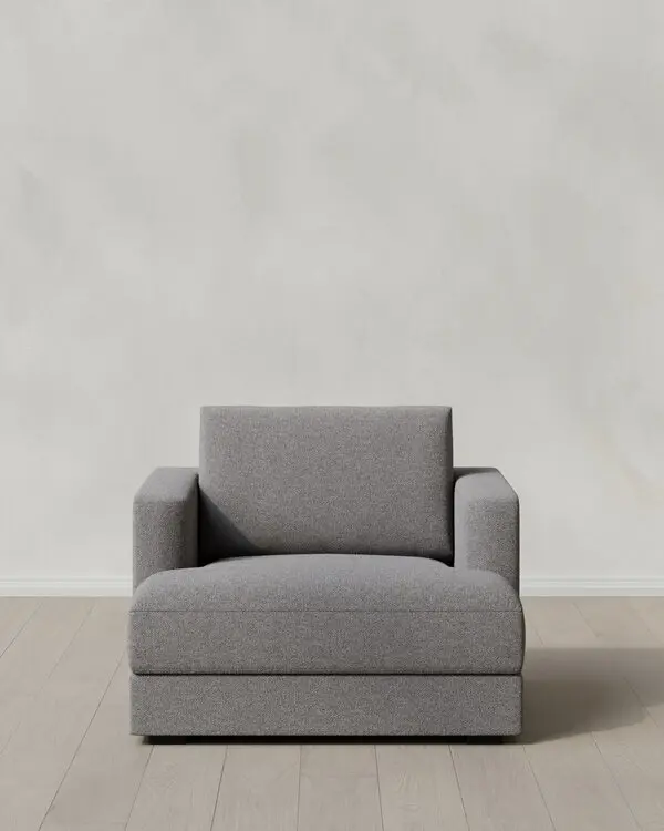 Quince Sierra Curved Arm Accent Chair In Performance Basketweave - Ash