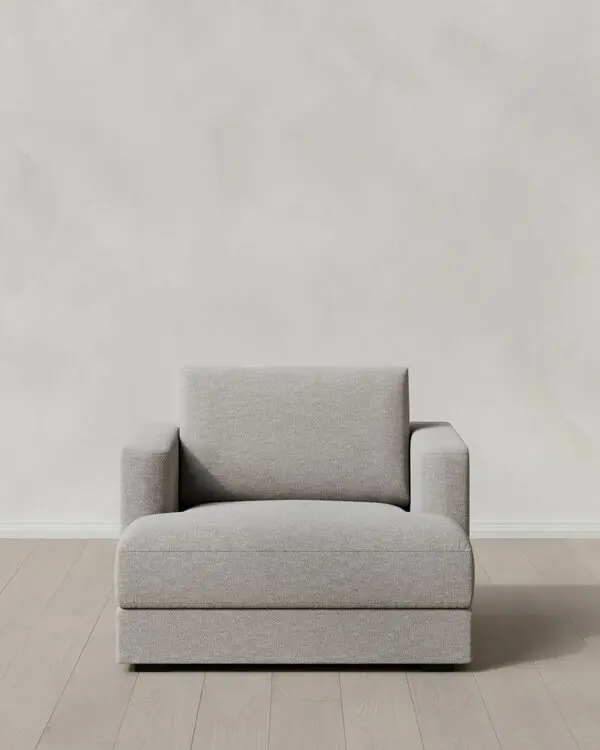 Quince Sierra Curved Arm Accent Chair In Performance Basketweave - Fog