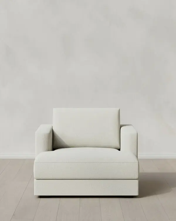 Quince Sierra Curved Arm Accent Chair In Performance Basketweave - Ivory