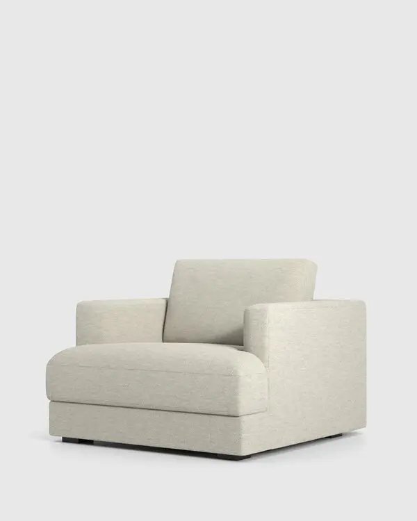 Quince Sierra Curved Arm Accent Chair In Performance Basketweave - Snow