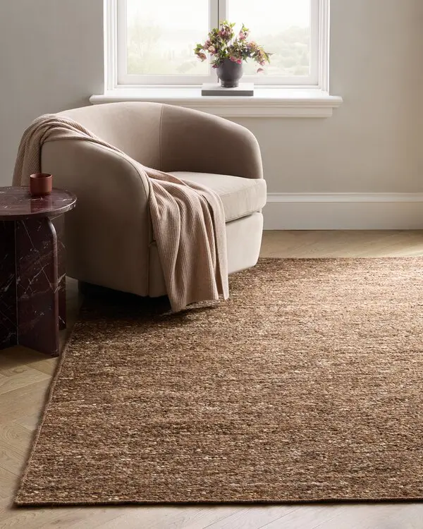 Quince Liam Handwoven Wool Boucle Rug - Brown