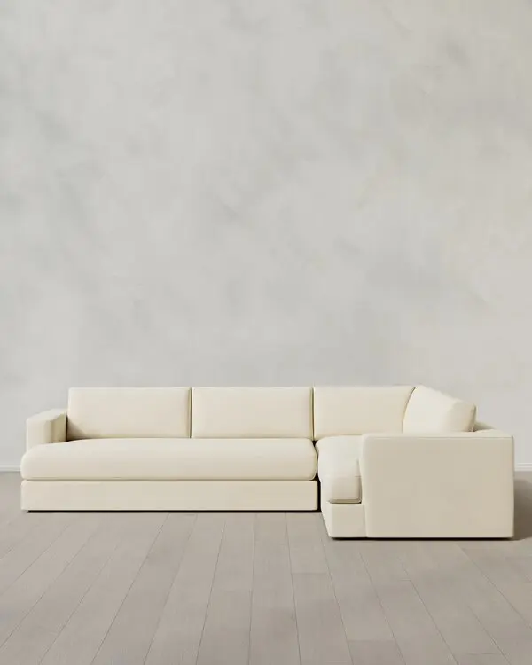 Quince Sierra Curved Arm L Sectional In Performance Velvet - Ivory