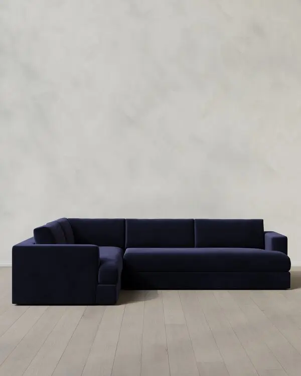 Quince Sierra Curved Arm L Sectional In Performance Velvet - Midnight