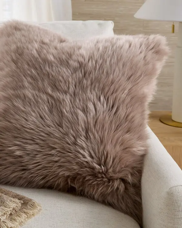 Quince Natural Sheepskin Accent Pillow Cover - Mink