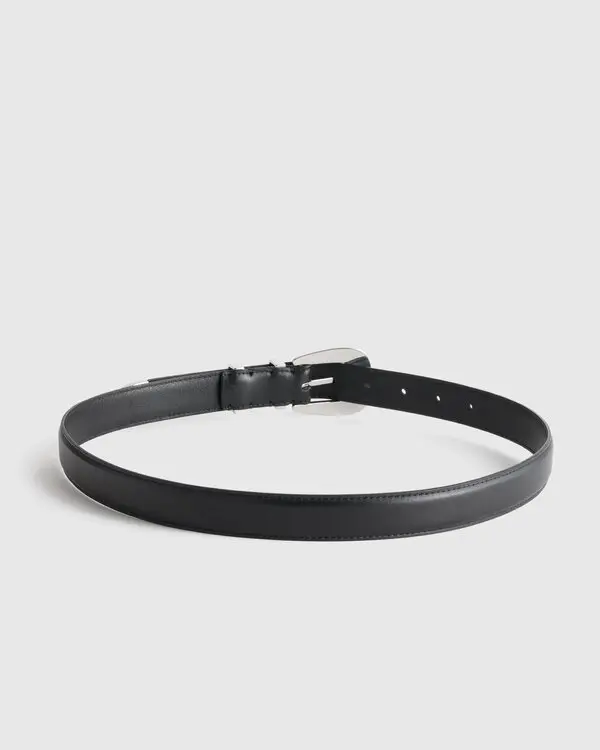 Quince Lola European Leather Western Belt - Black/silver