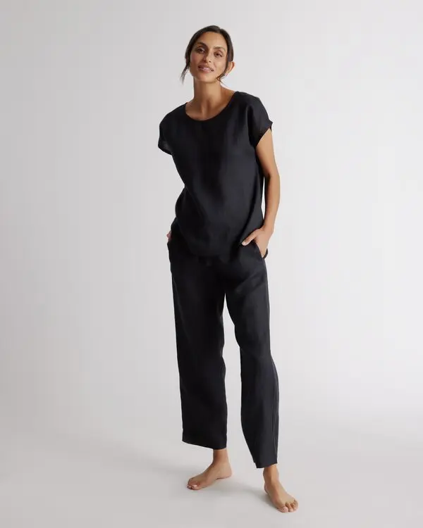 Quince 100% European Linen Pajama Set - Black