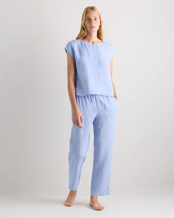 Quince 100% European Linen Pajama Set - French Blue
