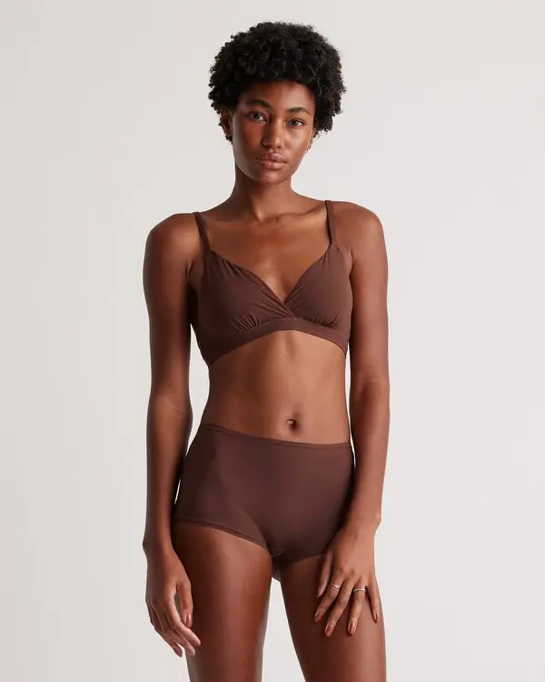 Quince Second Skin Crossover Bralette - Cocoa