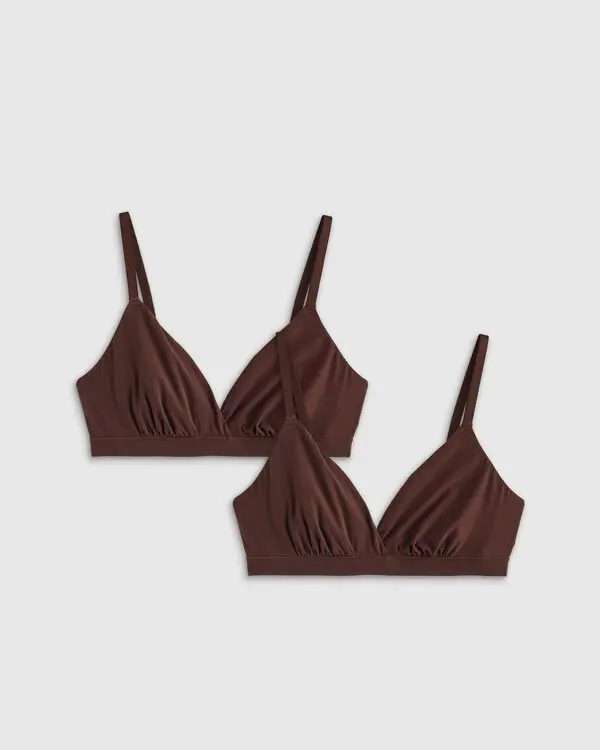 Quince Second Skin Crossover Bralette - Cocoa