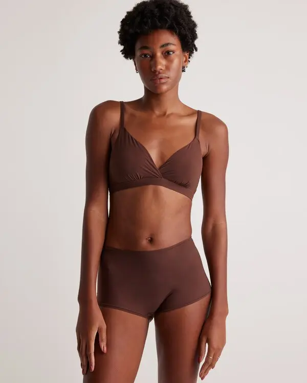 Quince Second Skin Crossover Bralette - Cocoa