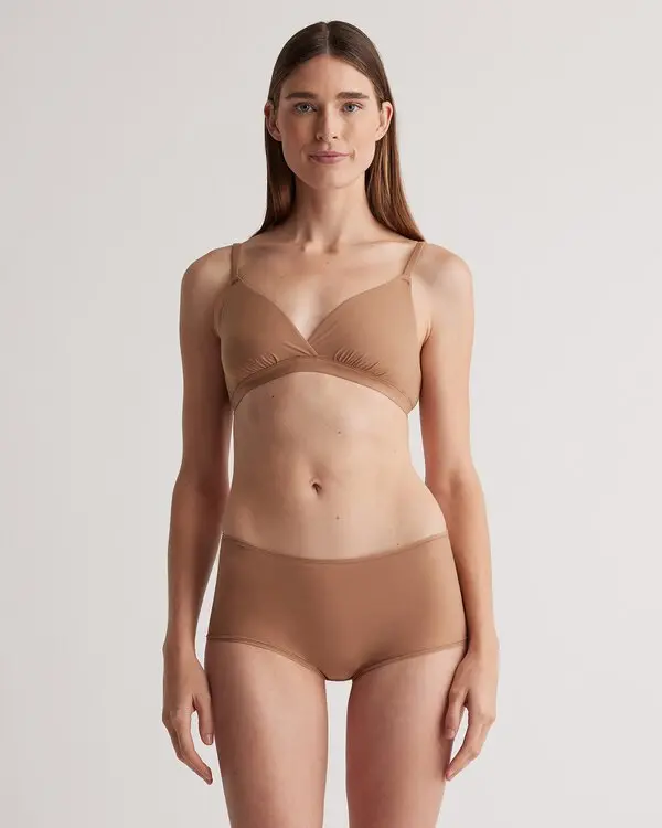 Quince Second Skin Crossover Bralette - Mocha