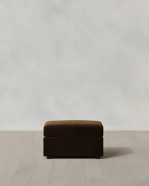 Quince Brennan Ottoman In Performance Velvet - Java