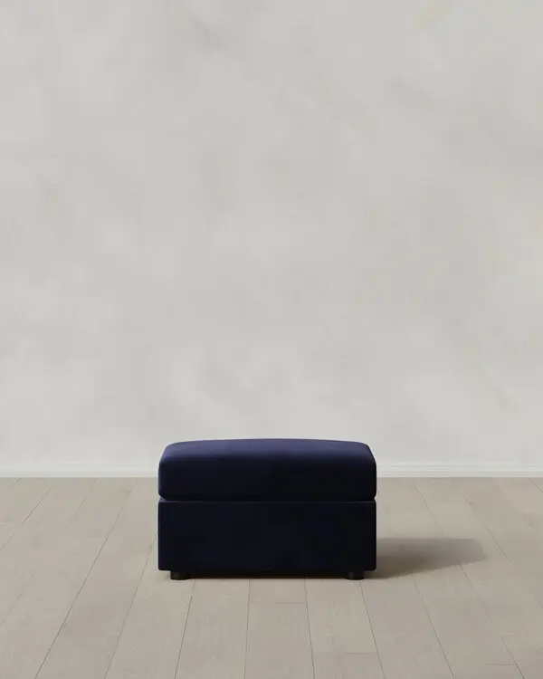 Quince Brennan Ottoman In Performance Velvet - Midnight