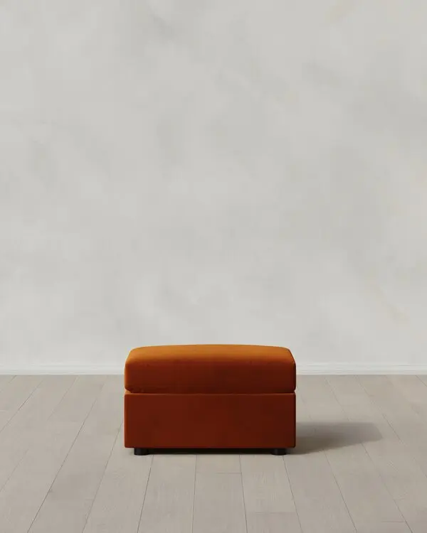 Quince Brennan Ottoman In Performance Velvet - Rust