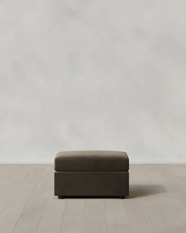 Quince Brennan Ottoman In Performance Velvet - Sable