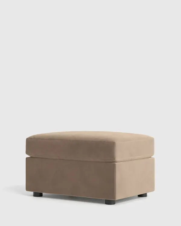 Quince Brennan Ottoman In Performance Velvet - Spruce