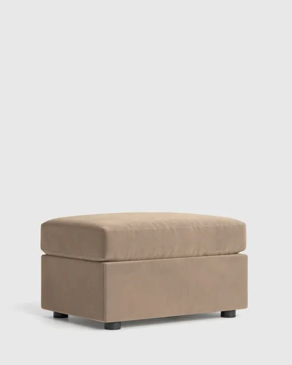 Quince Brennan Ottoman In Performance Velvet - Spruce