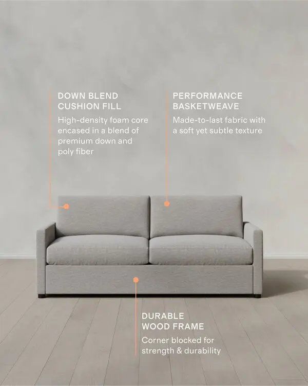 Quince Brennan Sofa In Performance Basketweave - Fog