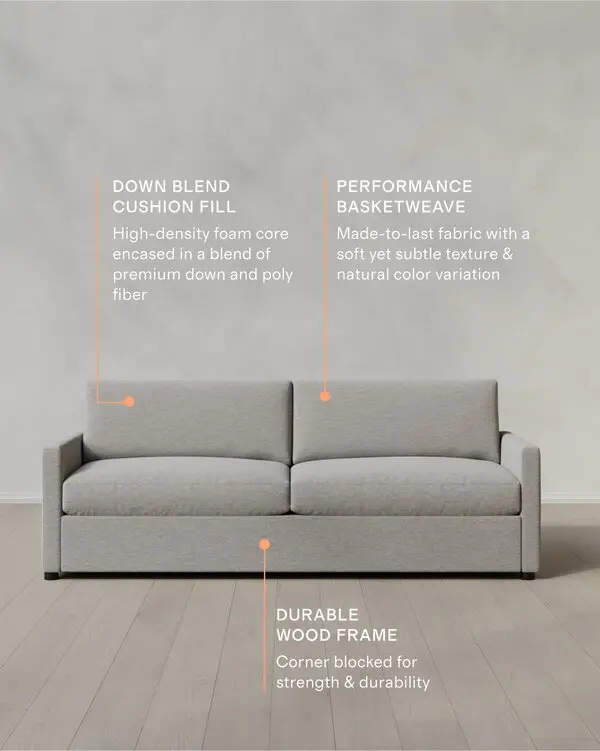 Quince Brennan Sofa In Performance Basketweave - Fog