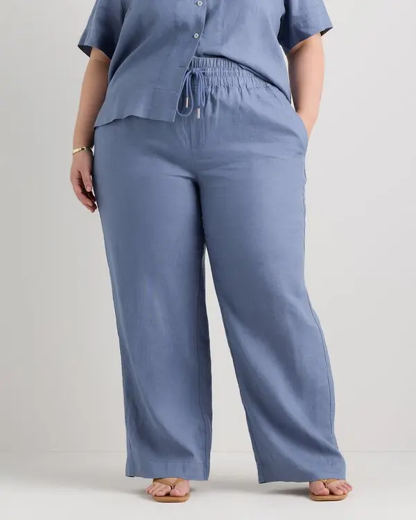 Quince European Linen Wide Leg Pants - Moonstone Blue