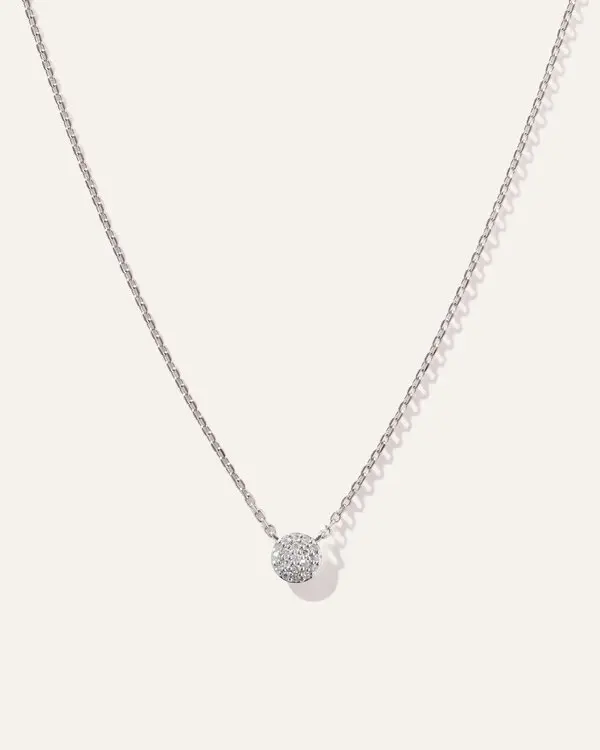 Quince 14k Gold Diamond Pave Disc Pendant Necklace - White Gold