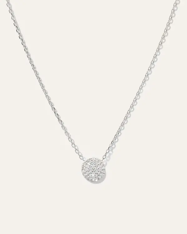 Quince 14k Gold Diamond Pave Disc Pendant Necklace - White Gold