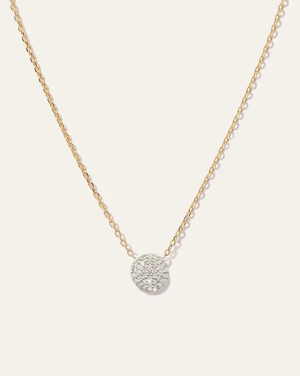 Quince 14k Gold Diamond Pave Disc Pendant Necklace - Yellow Gold