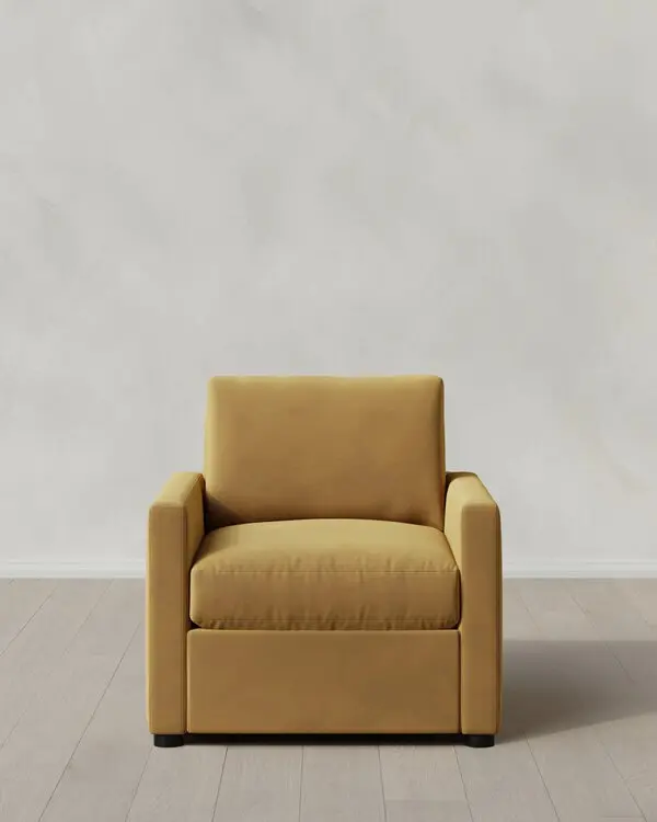 Quince Brennan Accent Chair In Performance Velvet - Caramel