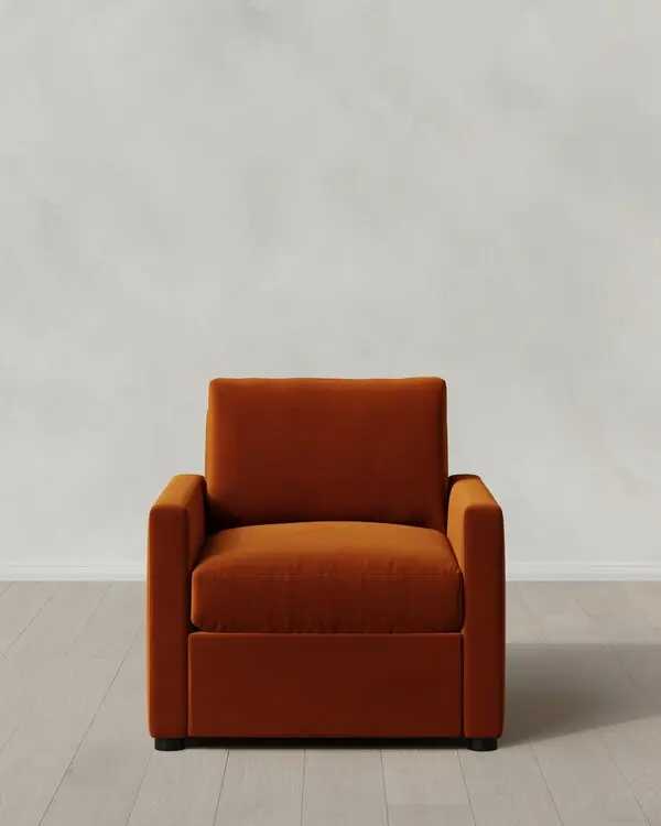 Quince Brennan Accent Chair In Performance Velvet - Rust