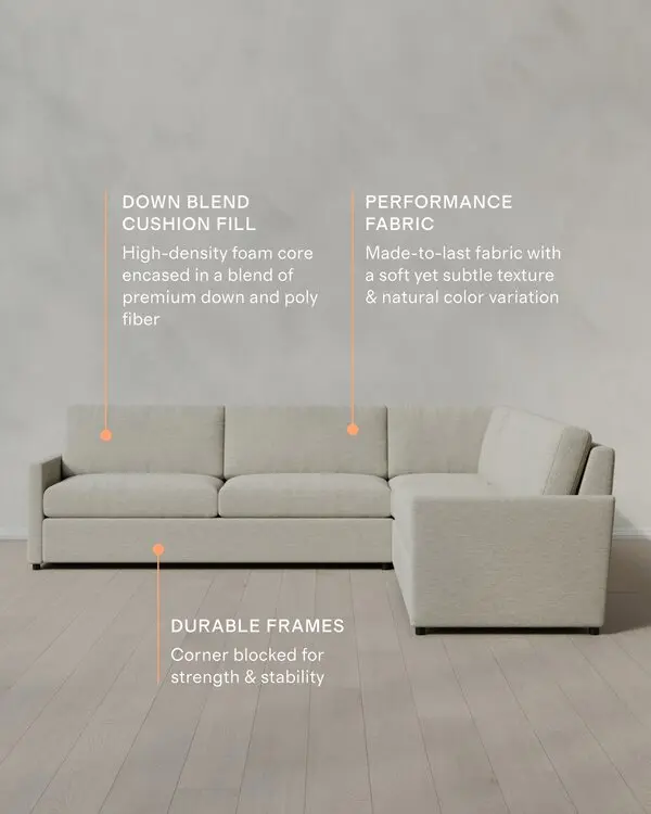 Quince Brennan L Sectional In Performance Basketweave - Flax